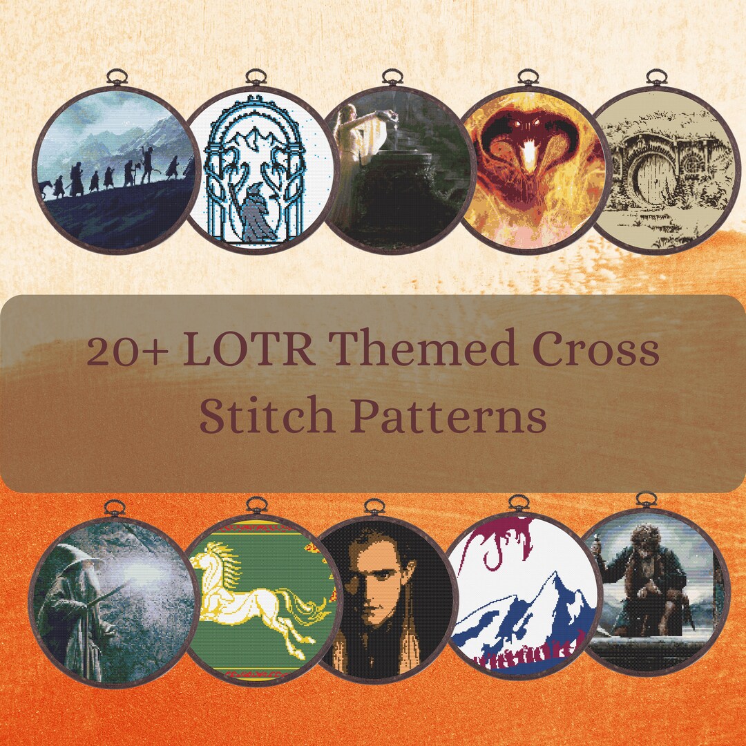 LOTR Cross Stitch Patterns Pack 20 Pieces, Lord of the Rings for Fans ...