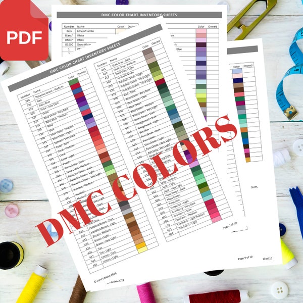Dmc Floss Color Chart - Etsy
