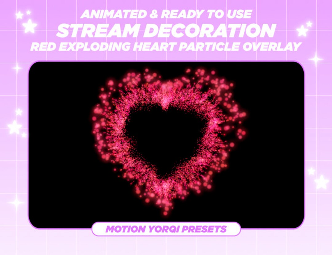 Animated Twitch Stream Red Heart Explosion Particle Overlay, Kawaii ...