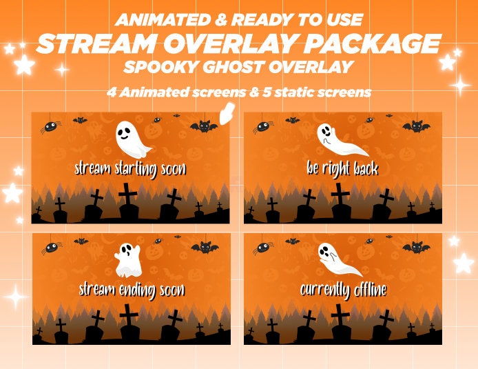 Animated Twitch Spooky Ghost Halloween Overlay Package Ghost - Etsy