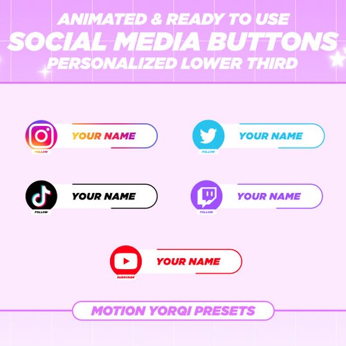 Cute Purple Animated Social Media Button Overlay Lower-third - Etsy