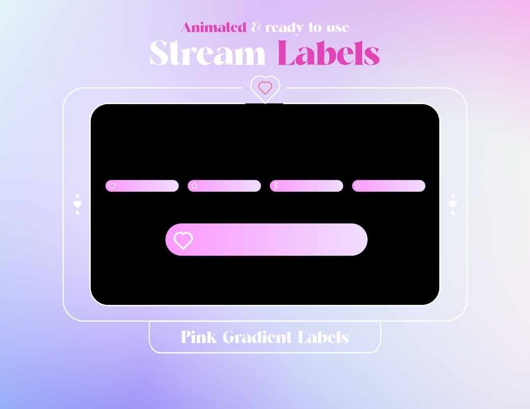 Animated Twitch Stream Label Overlay: Pink Gradient Label Bar - Etsy