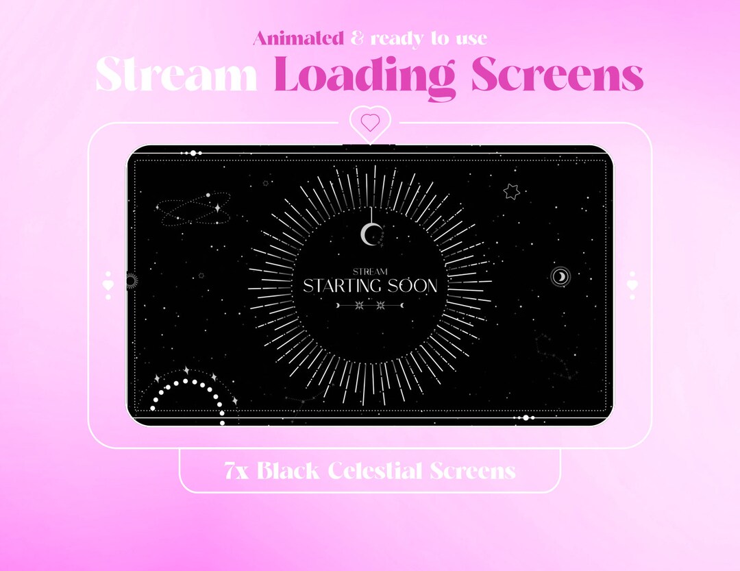 Black Celestial Animated Overlay Pack for Twitch / Loading Screens ...