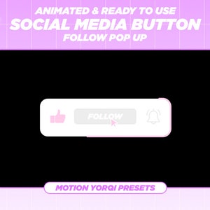 Animated Custom Follow Social Media Button Pop Up Youtube - Etsy