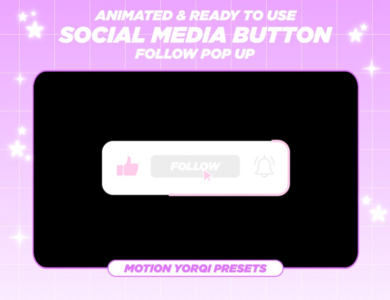 Animated Custom Follow Social Media Button Pop Up Youtube - Etsy