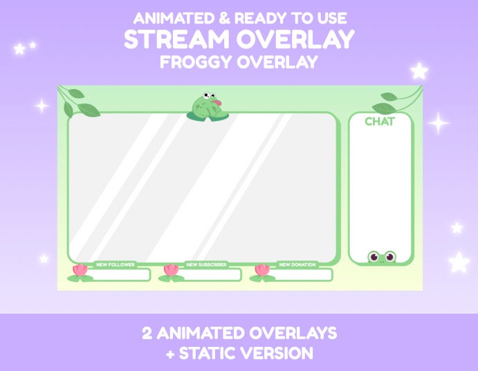 Cute Froggy Animated Overlay Stream Set Kawaii Twitch - Etsy