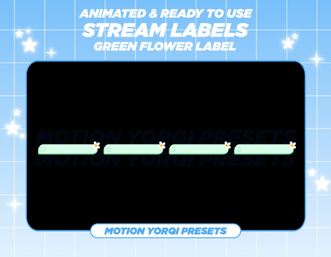 Animated Twitch Green Flower Label Bar Stream Overlay, Green Flower ...