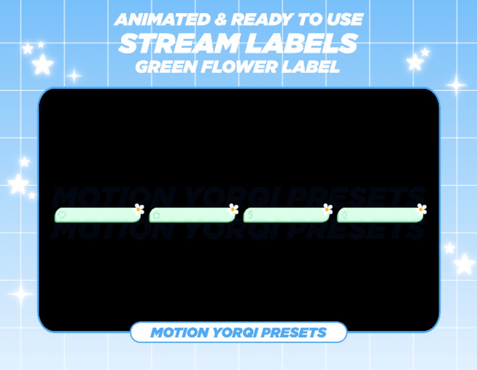 Animated Twitch Green Flower Label Bar Stream Overlay, Green Flower ...