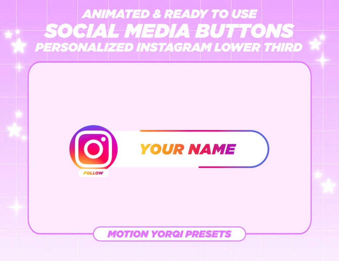 Animated Custom Lower Third Social Media Button Name for Instagram, Name Overlay for Streaming ...