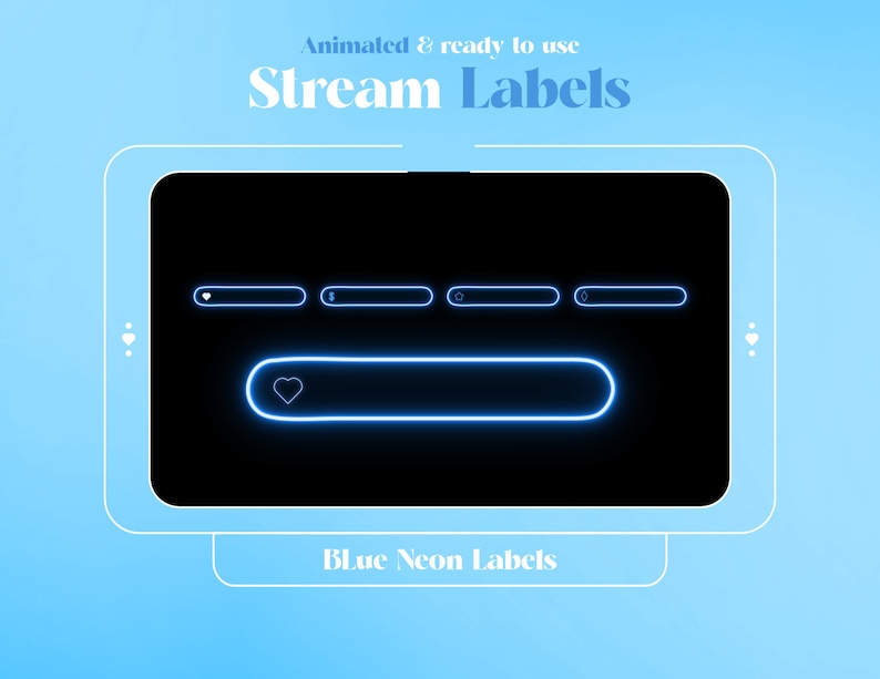 Animated Twitch Stream Overlay: Blue Neon Label Bar - Etsy