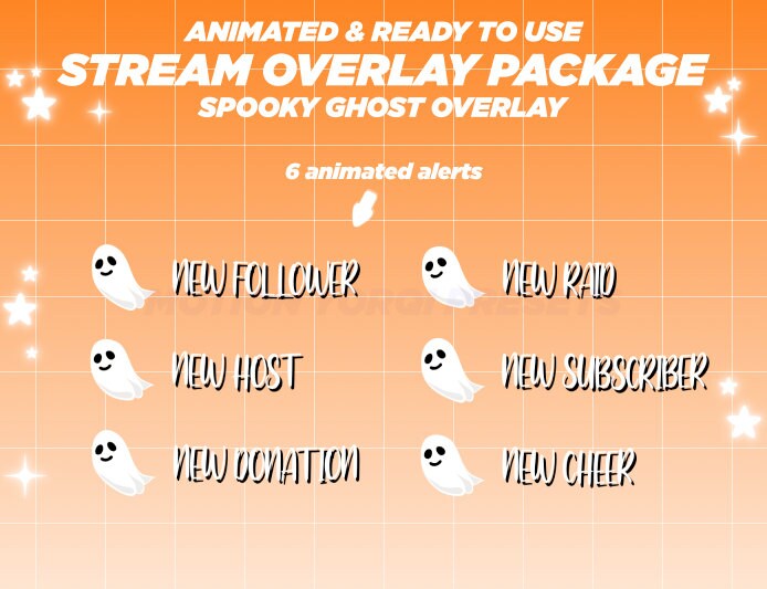 Animated Twitch Spooky Ghost Halloween Overlay Package Ghost - Etsy