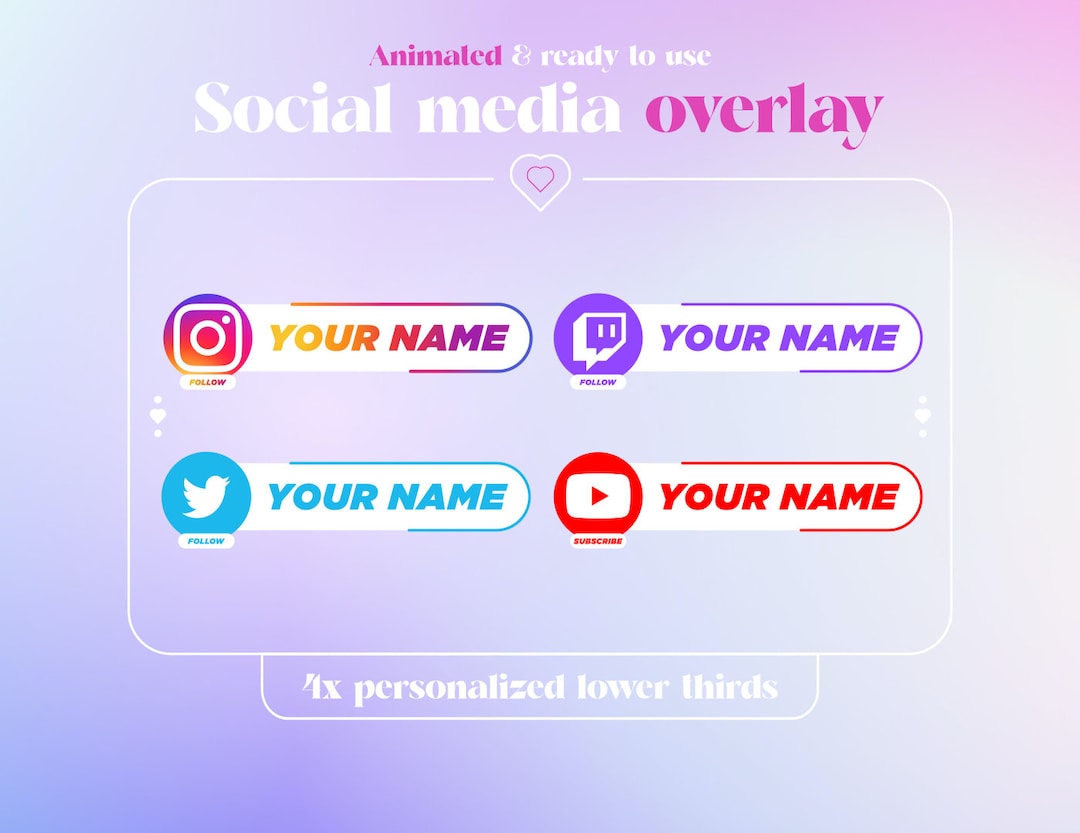 Animated Custom Lower Third Social Media Button Name for Youtube, Instagram, Twitter, Twitch ...