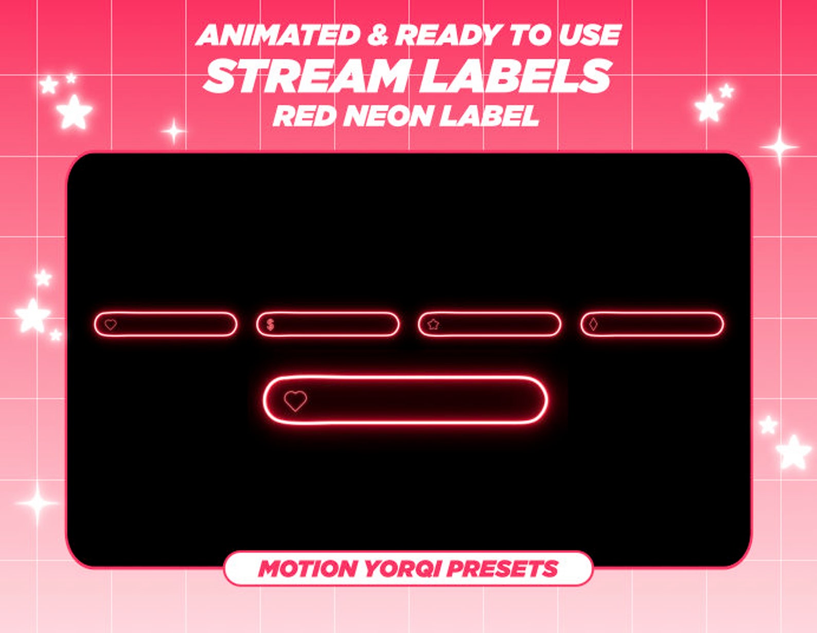 Animated Twitch Red Neon Label Bar Stream Overlay Neon Glow - Etsy UK