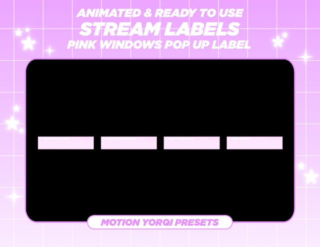 Animated Twitch Pink Window Pop up Label Bar Stream Overlay, Streamer ...