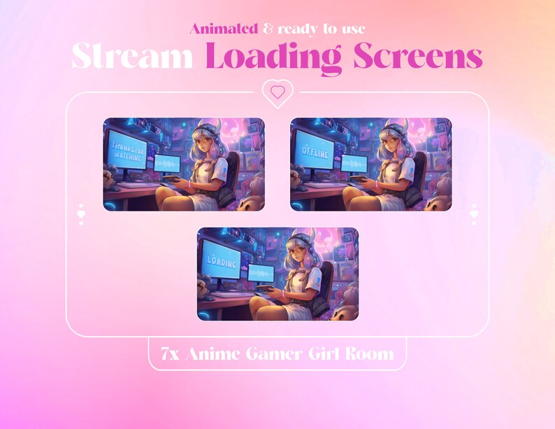 7 Animated Lofi Gamer Girl Loading Screen / Twitch Overlay / Lo-fi ...