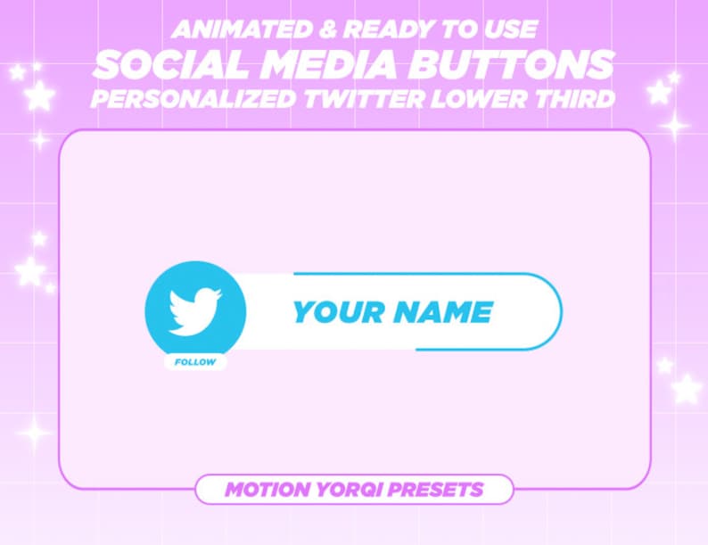 Animated Custom Lower Third Social Media Button Name for Twitter - Name Overlay for Streaming ...