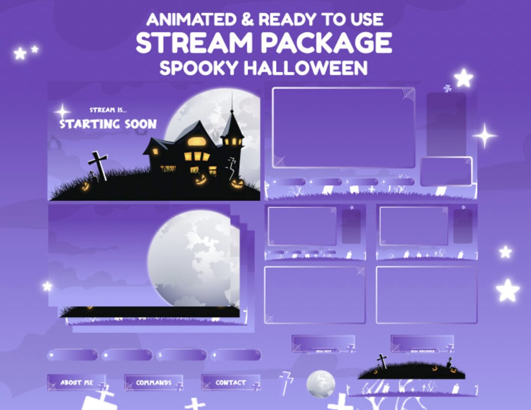 Spooky Halloween Animated Stream Overlay Pack, Ghost, Pumpkin,twitch ...