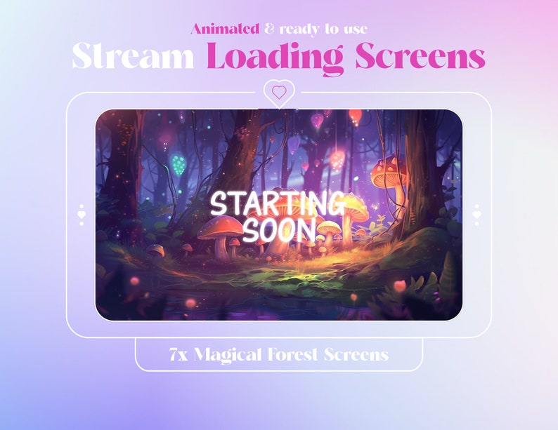 Animated Lofi Magical Forest Overlay Pack / Twitch / Loading Screens / Lofi / Starting Soon ...
