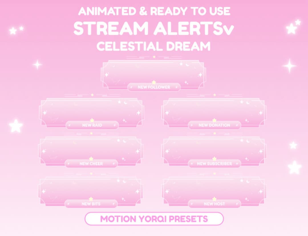 Pink Celestial Animated Stream Alerts, Animated Twitch Alerts, New ...