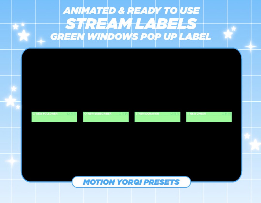 Animated Twitch Green Window Pop up Label Bar Stream Overlay, Streamer ...