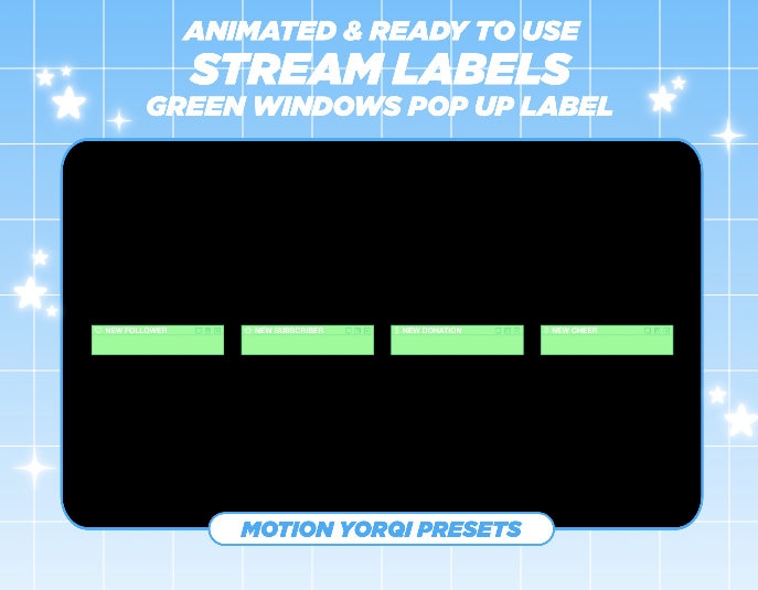 Animated Twitch Green Window Pop up Label Bar Stream Overlay, Streamer ...
