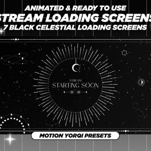 Black Celestial Animated Overlay Pack for Twitch, Twitch Loading ...