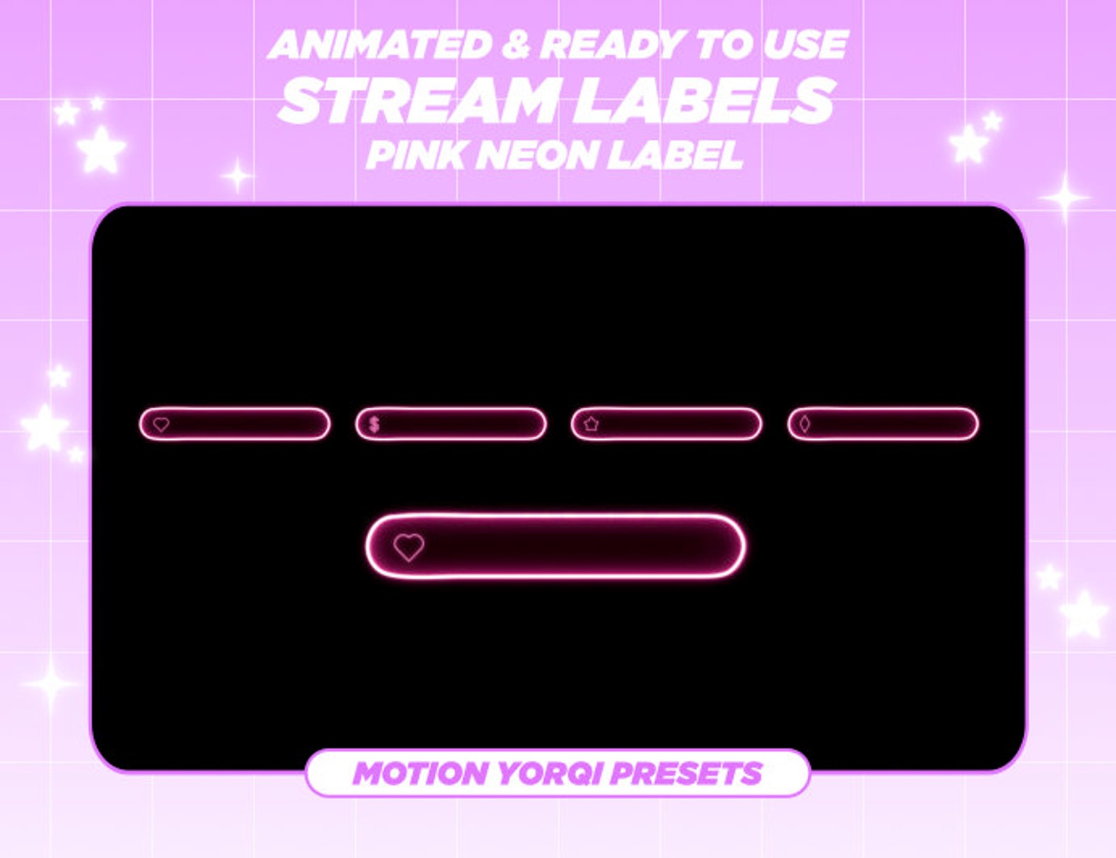 Animated Twitch Pink Neon Label Bar Stream Overlay, Neon Glow, Twitch ...