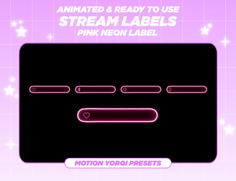 Animated Twitch Pink Neon Label Bar Stream Overlay, Neon Glow, Twitch ...