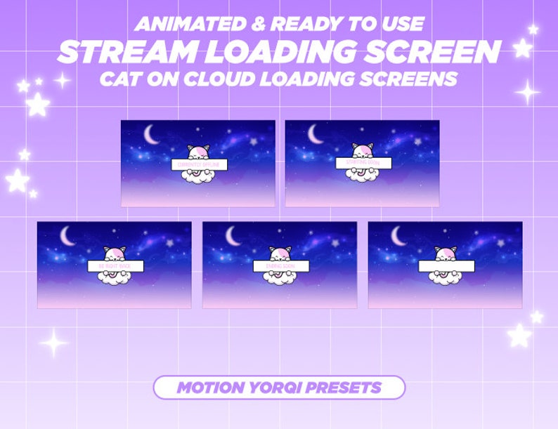 Animated Twitch Cat on Cloud Screens: Lofi Stream Overlay Pack - Etsy