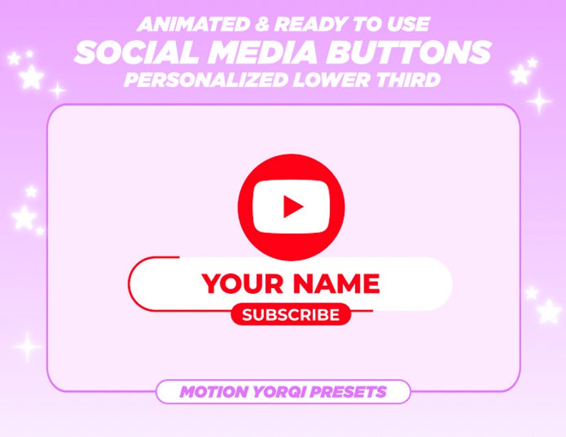 Animated Custom Lower Third Social Media Button Name Youtube - Etsy