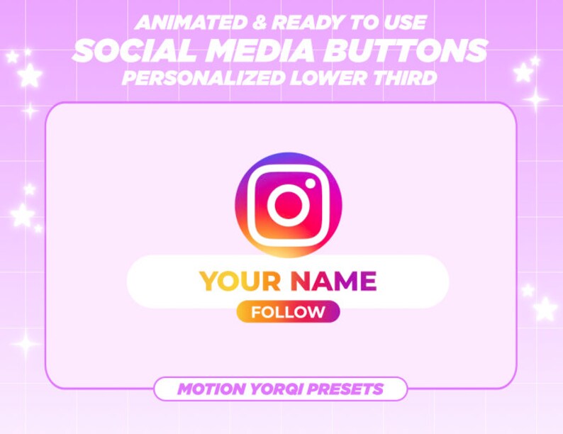Animated Custom Lower Third Social Media Button Name Youtube - Etsy