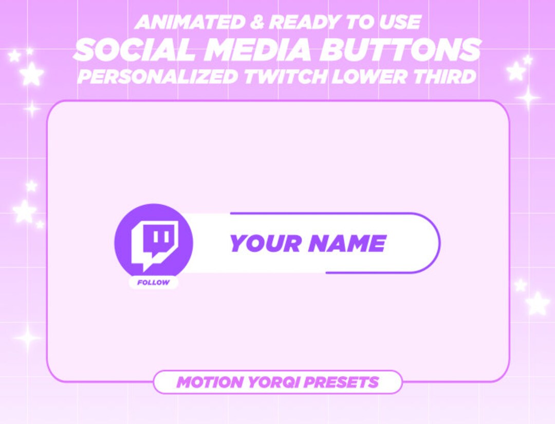 Animated Custom Lower Third Social Media Button Name for Twitch Name Overlay for Streaming ...
