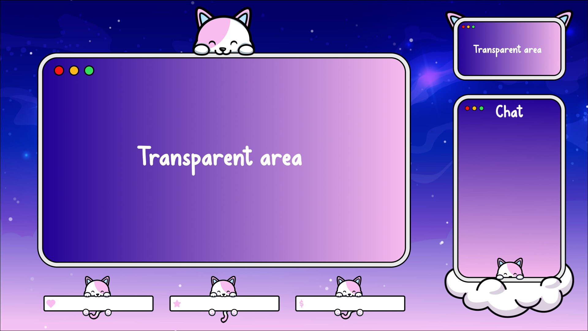 Animated Twitch Cloudy Cat Overlay Stream Pack, Overlay Set, Animated ...