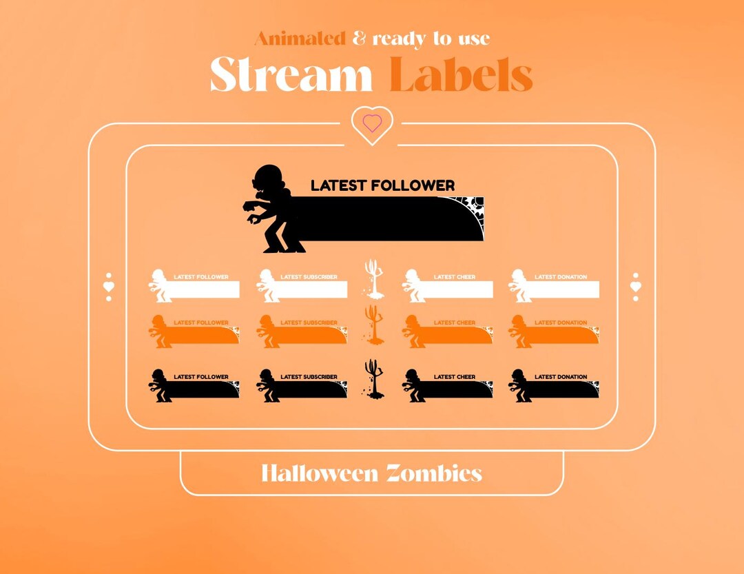 Animated Zombie Stream Labels, Gothic Follower Donation Subscriber ...