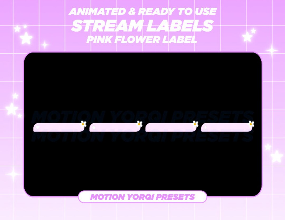 Animated Twitch Pink Flower Label Bar Stream Overlay, Pink Flower ...