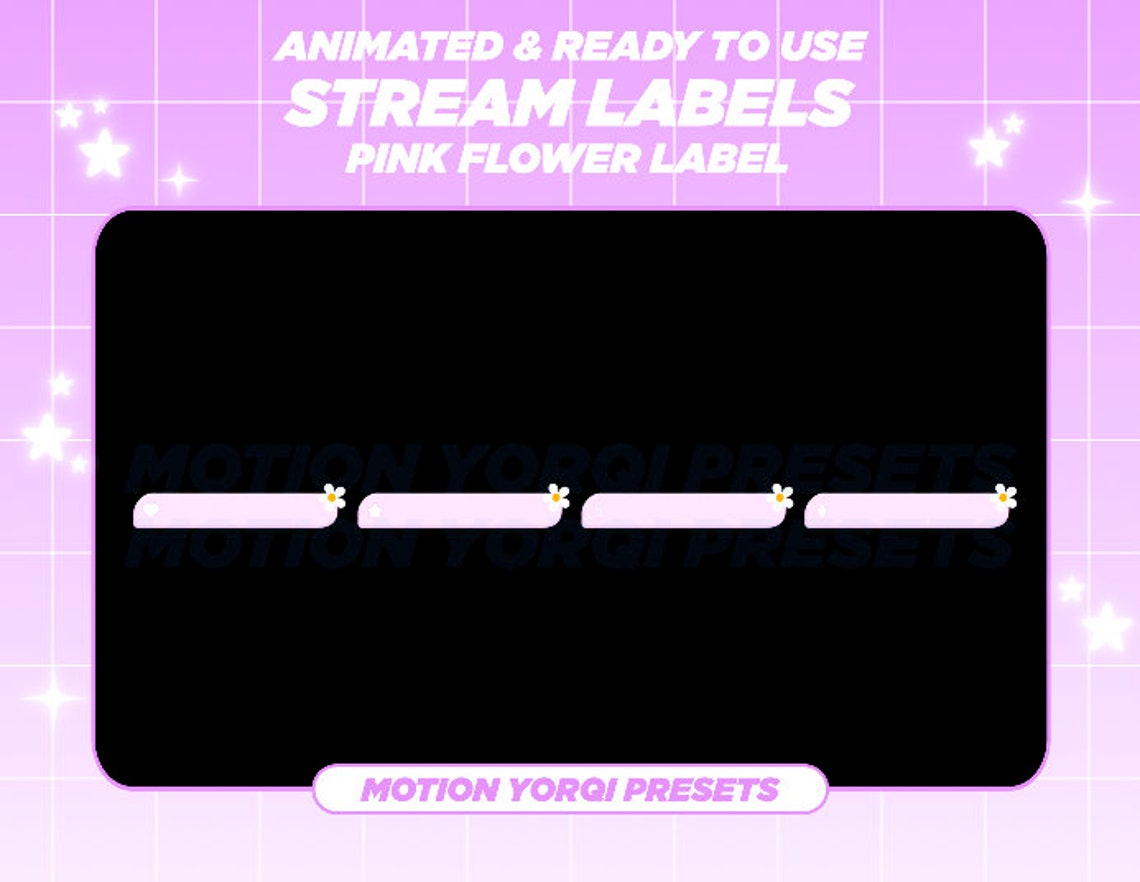 Animated Twitch Pink Flower Label Bar Stream Overlay, Pink Flower ...