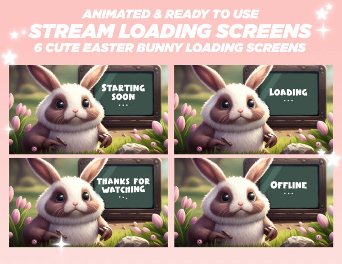 Cute Easter Bunny Animated Overlay Pack, Stream Pack, Twitch Loading ...