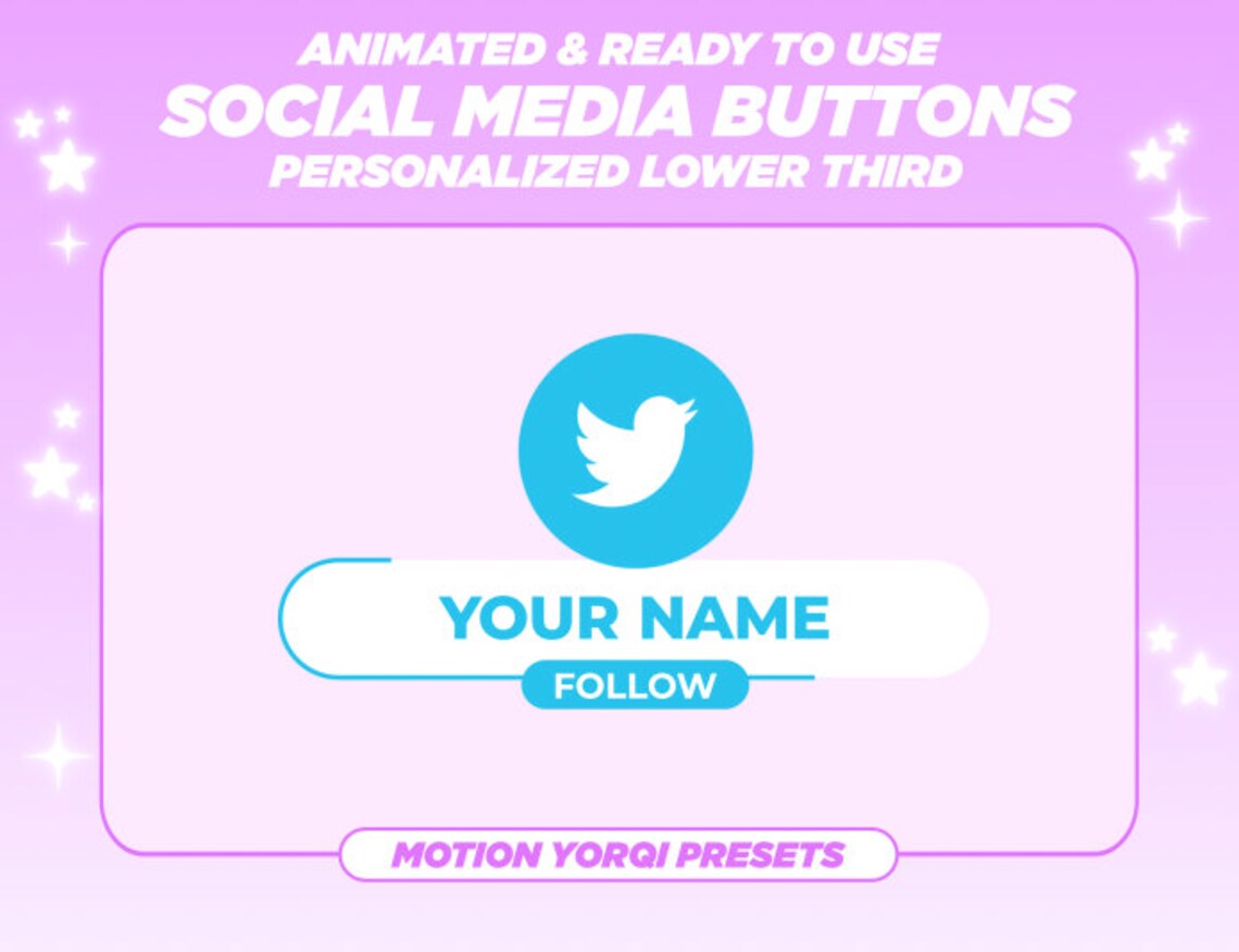 Animated Custom Lower Third Social Media Button Name Youtube - Etsy