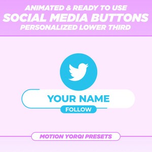 Animated Custom Lower Third Social Media Button Name Youtube - Etsy