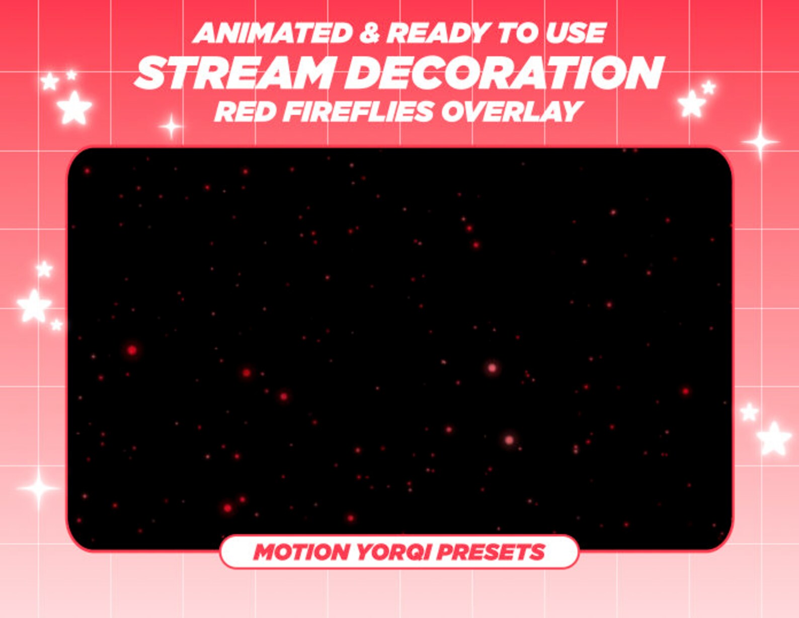 Animated Twitch Stream Red Fireflies Particle Background Overlay, Stream Decoration, Twitch ...