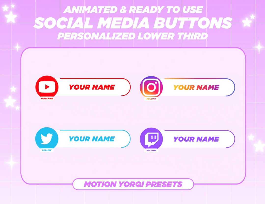 Animated Custom Lower Third Social Media Button Name, Youtube, Instagram, Twitter, Twitch Name ...