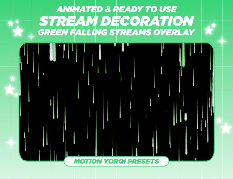 Animated Twitch Stream Green Falling Particle Overlay, Kawaii, Vtuber ...