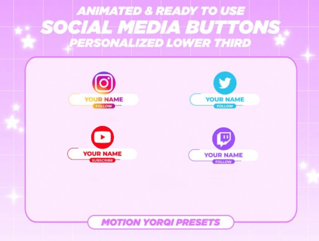 Animated Custom Lower Third Social Media Button Name, Youtube, Instagram, Twitter, Twitch Name ...