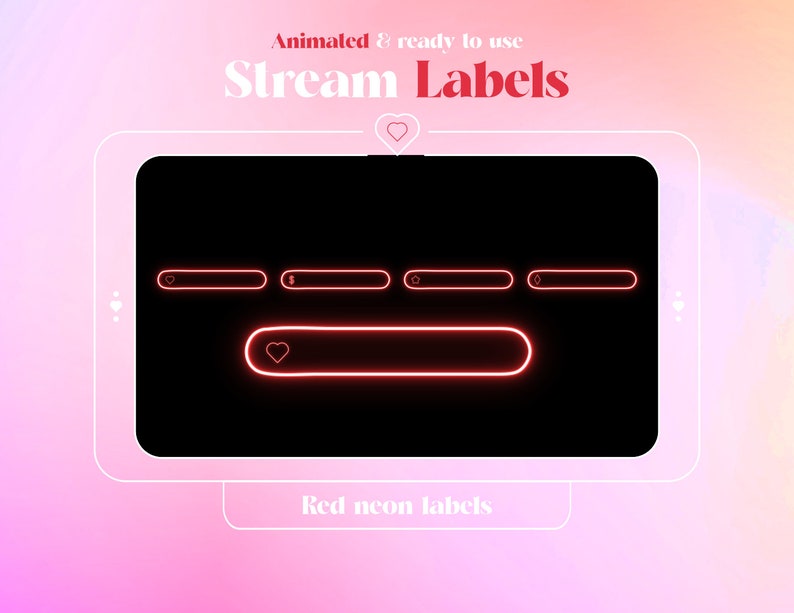 Animated Stream Red Neon Label Bar / Neon Glow / Stream Overlay ...