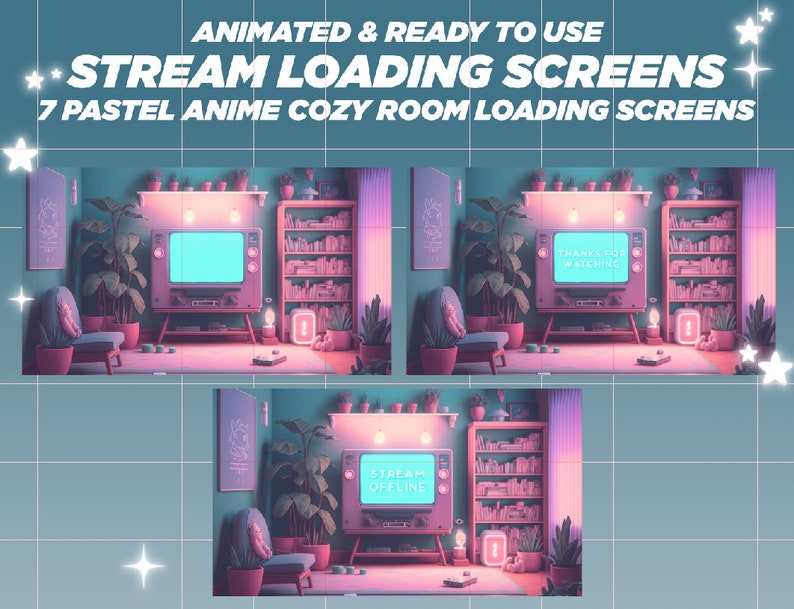 Cozy Anime Lofi Gameroom Animated Overlay Pack, Stream Pack, Twitch ...