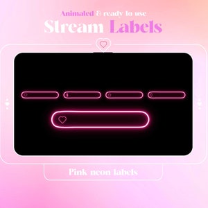 Animated Twitch Pink Neon Label Bar / Stream Overlay / Neon Glow / Pink ...