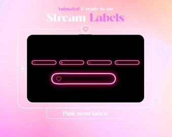 Neon Pink Label Bar for Twitch / Animated Simple Aesthetic Overlay ...