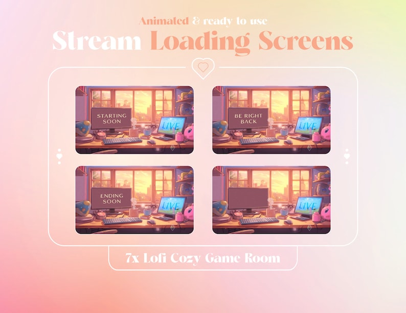 Animated Lofi Gamer Room Twitch Overlay: Streaming Screens Set - Etsy