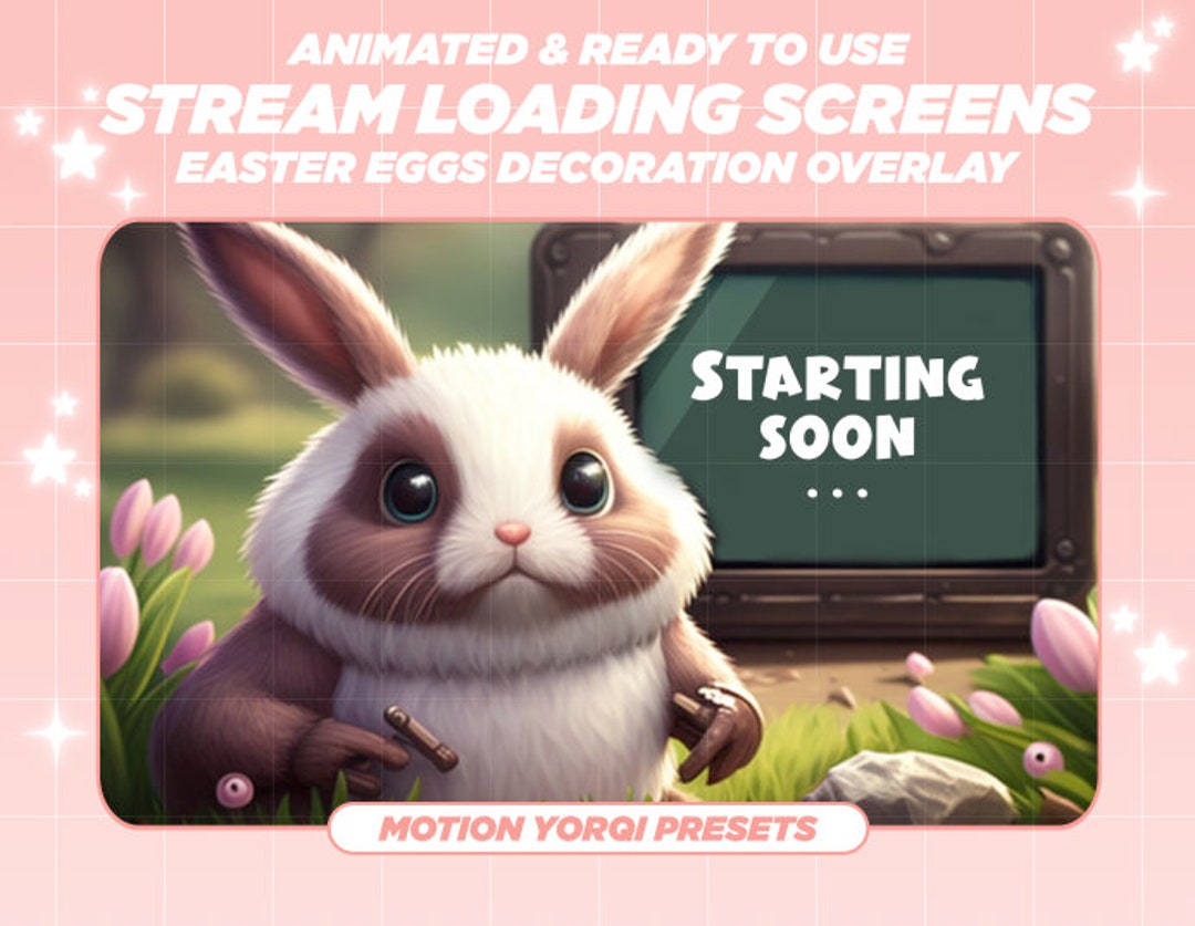 Cute Easter Bunny Animated Overlay Pack, Stream Pack, Twitch Loading ...