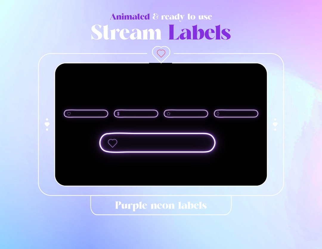 Animated Twitch Neon Purple Label Bar / Neon Glow / Stream Overlay ...
